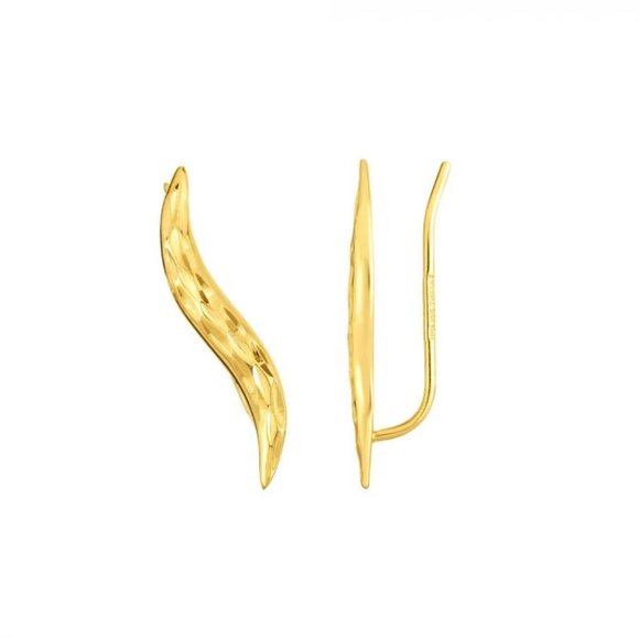 Jewelry | 14k Gold Diamond Cut Curved Ear Climber | Poshmark